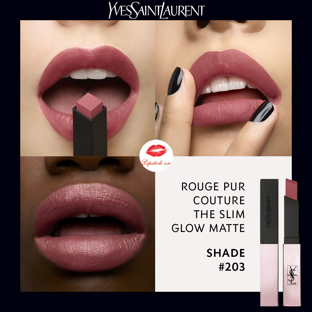 Review Son YSL Slim 203 – Rouge Pur Couture The Slim Glow Matte